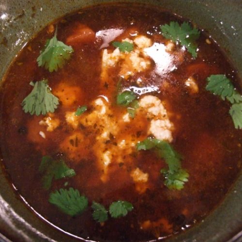 Homemade Pozole Rojo; Pork and Hominy Stew - The Creative Cottage